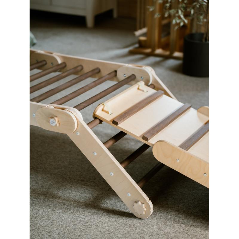 Climber bois naturel + rampe double face – Bar bois foncé